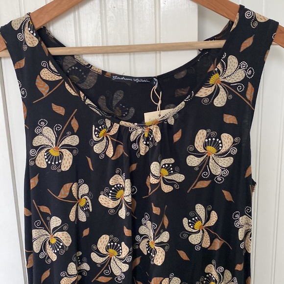 Gudrun Sjoden | Dresses | Gudrun Sjoden Black And Yellow Floral Midi ...